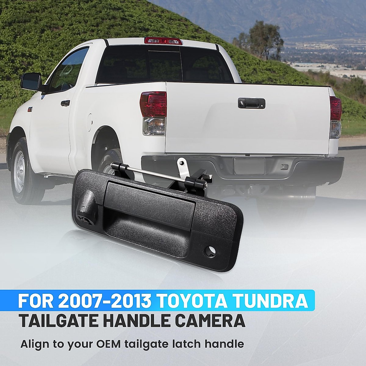 EWAY Tailgate Handle Backup Camera for Toyota Tundra 2007-2013 Reversing Camera Tailgate Liftgate Latch Handle with Rear View Camera Replacement Kit Replaces# 69090-0C051, 690900C051, 81214, TO1915119