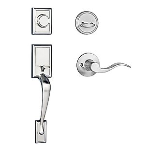 Dynasty Hardware RID-HER-405-15L Ridgecrest Front Door Dummy Handleset, Satin Nickel, with Heritage Lever, Left Hand
