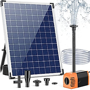 Antfraer Solar Water Pump, 25W Solar Fountain Pump 410GPH+ Flow Adjustable with PVC Tubing & 17Ft Long Cord Submersible Solar Water Fountain Kit for Pond Fish Pond Garden Waterfall Hydroponics Pool