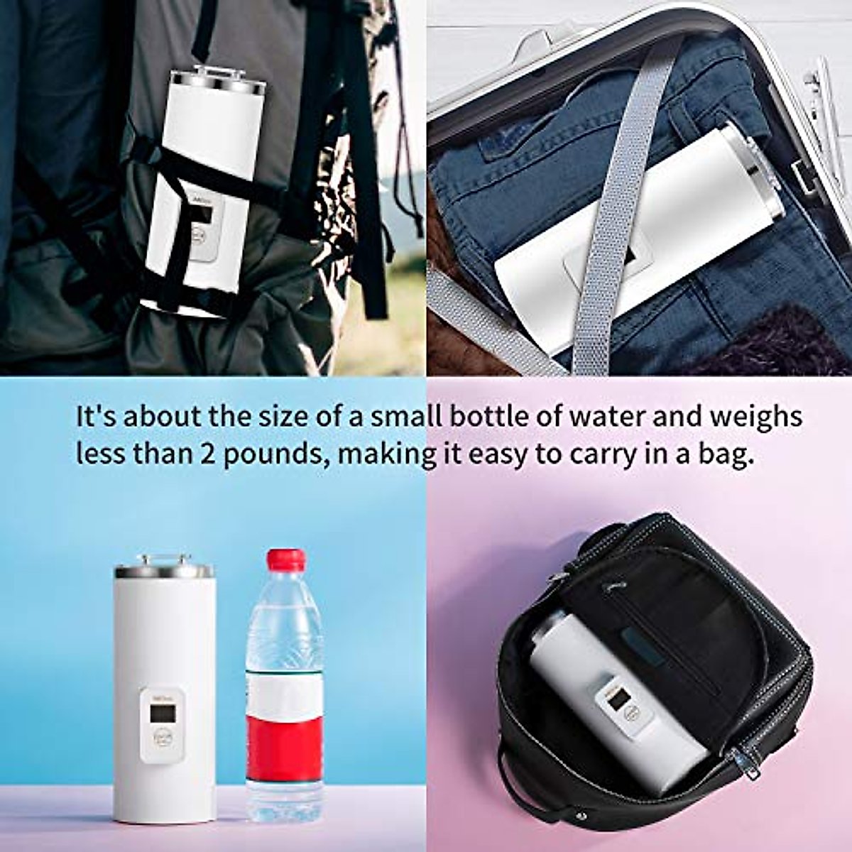 iMiGoo Portable Coffee Maker 8 OZ - Single Cup Coffee Percolator - Tea Maker - Electric Kettle - 304 Stainless Steel - AC 110-120V White