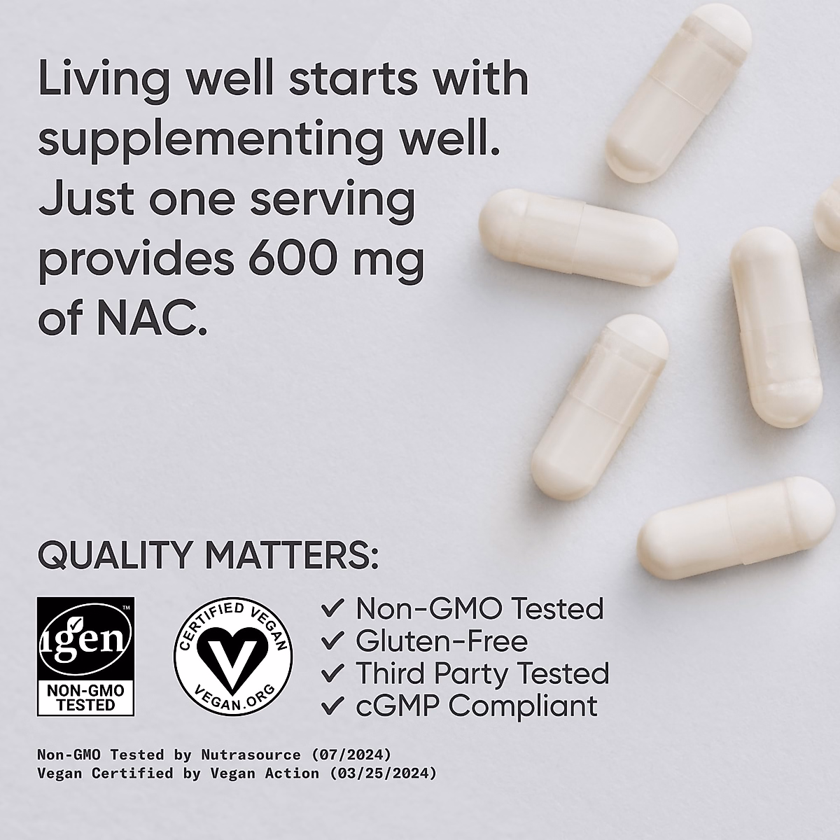 Sports Research N-Acetyl L-Cysteine (NAC) 600mg, 90 Veggie Capsules - Vegan, Non-GMO, Gluten Free. Lemon Aroma