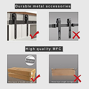 WERSMT Modern Farmhouse Sliding Barn Door TV Stand for TVs up to 60 Inches TV, Wood Rustic Style Big Storage Cabinet Entertainment Certer Media Console, Warm White