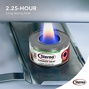 Sterno Green Canned Heat Ethanol Fuel Can - Ethanol Gel Cans with 2.25-Hour Burn Time, Chafing Dish Fuel Cans & Gel Fuel Cans for Fire Bowl - Fuel Cans for Food Warmer & Portable Stoves - Pack of 12