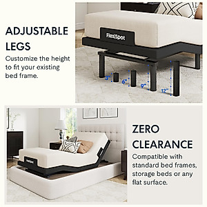 FLEXISPOT Adjustable Bed Frame Base Twin XL, Massage, Zero Clearance, Quick Assembly, Under-Bed Lights,Whisper Quiet Durable Motor, Zero Gravity, Mattress Holder, Anti-Snore, Wireless Remote.
