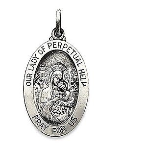IceCarats 925 Sterling Silver Vintage Our Lady of Perpetual Help Medal Necklace Charm Pendant Only