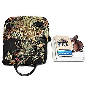 Glitter Embroidery Women Backpack Purse, Fashion Canvas Travel Anti-theft Rucksack School Shoulder Bag (Black) One_Size
