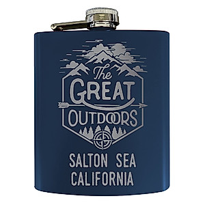 Salton Sea California Laser Engraved Explore the Outdoors Souvenir 7 oz Stainless Steel 7 oz Flask Navy