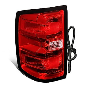 Auto Dynasty Factory Style Rear Tail Lights Brake Lamps with Wiring Harness Compatible with Chevy Silverado 1500 2500 3500 14-19, Driver Left Side, Red Lens