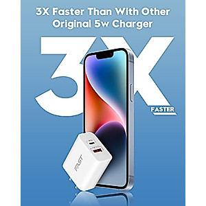 20W USB C Fast Charger, JUNVANG Dual Port PD Power Delivery + Quick Charger Wall Charger Block Plug for iPhone 14/14 Plus/14 Pro Max/13/12 Pro Max/Mini/11/XS/XR/X, iPad, AirPods, Samsung, LG (Pack-3)