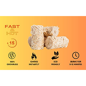 OOFT Natural Firelighters - Ignite Instantly and Odourless - Perfect for use with Pizza Ovens, Barebeques, Wood Burning Stoves, Open Fires and Camp Fires - Box of 25