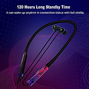 Neckband Bluetooth Headphones Wireless In-Ear Extra Bass Headet with Mic, V5.1 Bluetooth Earbuds 24H Playtime, 10 mm Drivers, IPX7 Waterproof for for Phone Call Music Sports (Laser Purple)