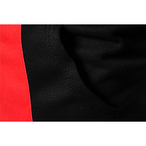 Maiyifu-GJ Men Casual Drawstring Slim Fit Hoodies Novelty Patchwork Pullover Hoodie Lightweight Athletic Hooded Sweatshirts (Black,X-Large)