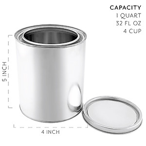 Empty Quart Paint Cans with Lids (2 Pack); Unlined Metal Paint Cans Value Pack