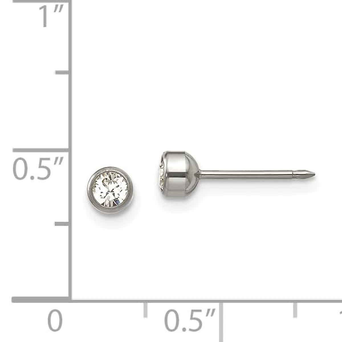 Titanium 4mm Rhinestone Crystals Stud Earrings Ear Piercing Studs