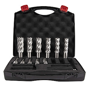 Muzerdo 13pcs Weldon Shank 2" Cutting Depth and Diameter Annular Cutter Set for Magnetic Drill Press HSS Standard Kit Two Flat