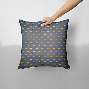 iiRov Navy Gold Foil v12 - Custom Decorative Home Decor Indoor or Outdoor Throw Pillow Cover Plus Cushion Set for Sofa, Bed or Couch (Pillow CASE Cover Plus Cushion)