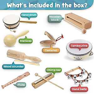 Stoie’s International Wooden Music Set - Toddler Musical Instruments for Kids Ages 5-9 Montessori Baby Musical Instruments for Toddlers 3-5 Kids Musical Instruments Toys Music