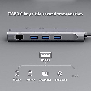 XUNMAIFHB Portable Docking Station,Multi-Function hub 10-in-1 Docking Station PD Charging HDMI, SD/TF Card Slot, 3.5mm Audio Port, VGA, Gigabit Ethernet Port, USB3.03 Fast Transmission