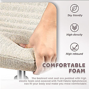 LEMBERI Fabric Padded Desk Chair No Wheels, Armless Wide Swivel,120° Rocking Mid Back Ergonomic Computer Task Vanity Chairs for Office, Home, Make Up,Small Space, Bed Room,Beige
