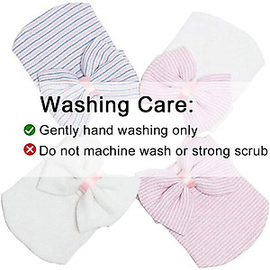 Century Star Newborn Hospital Hat for Girls Infant Baby Hat and Mittens Set with Bow Soft Cute Nursery Beanie Hat Caps Pink white&White&Pink(with Mittens) One Size