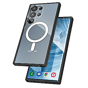 Encased Clear Case Designed for Samsung Galaxy S23 Ultra Magnetic Case with Removeable Phone Holder Grip/Kickstand - Compatible with MagSafe Charging & Accessories