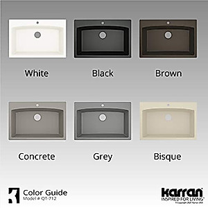 Karran QT-712 Drop-In Quartz Composite 33 in. 1-Hole Single Bowl Kitchen Sink Kit in Grey