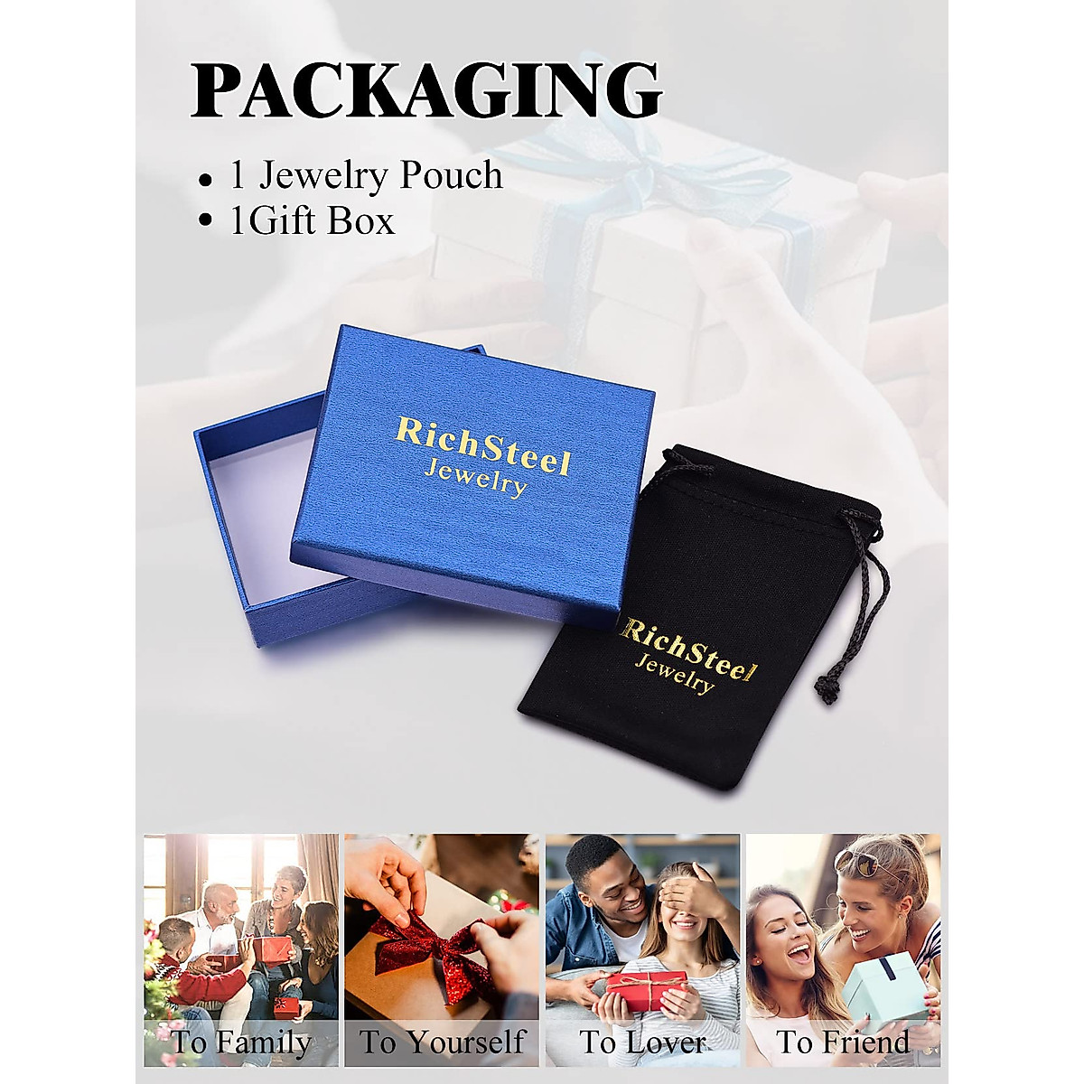 Richsteel Men and Women Sturdy Curb Cuban Link Chain Bracelet Gold Plated 316L Stainless Steel Jewelry