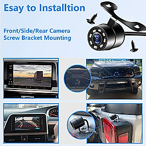 Backup Camera, Universal IP69K Waterproof Front/Side/Rear Camera for Car, 8 LED Lights Infrared Night-viewer with 140° Dynamic Path Guide Line Reverse Back up Camera Systems for Car Truck SUV RV Van