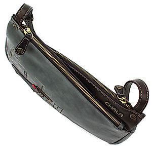 Chala Handbags Wiener Dog Dachshund Criss Cross Crossbody Handbag Purse Grey