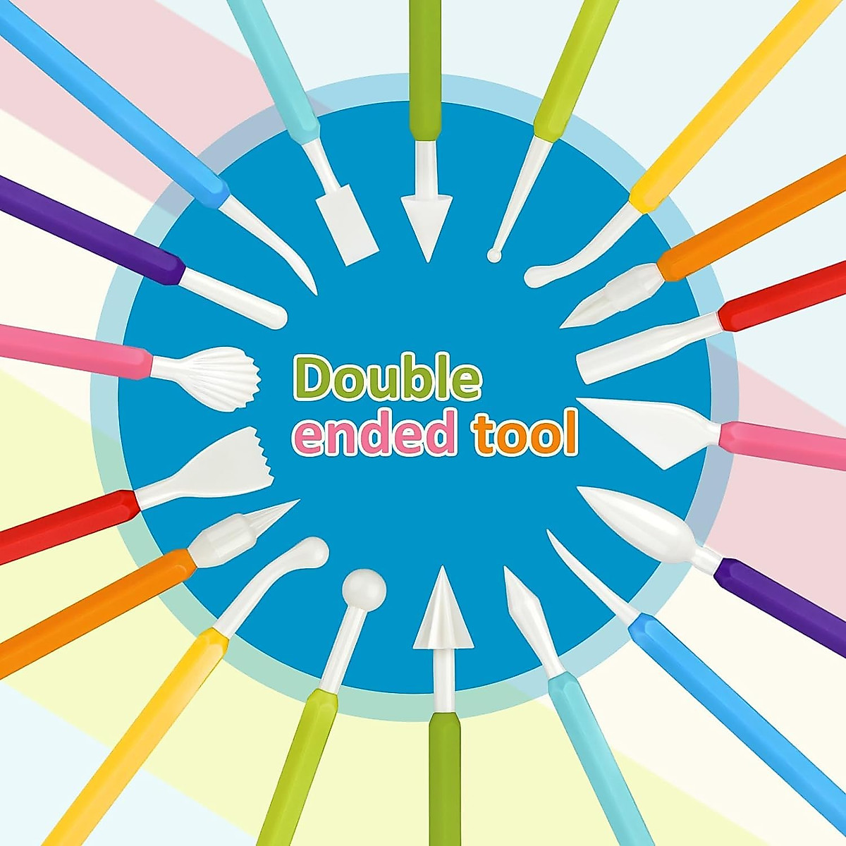 LINPHCEY 9PCS Clay Sculpting Tools Kit - Easy to Use Double-Ended Polymer & Pottery Carving Set with Comfortable Grip Tools for Clay Sculpey & Modeling Clay Ideal for Kids and Adults