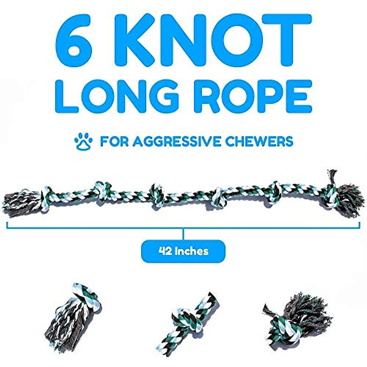 Giant Dog Rope Toys for Extra Large Dogs - 42 Inch, 6 Knot Tough Rope Chew Toys for Large Dogs - Benefits Non-Profit Animal Rescue - Indestructible Dog Toy for Aggressive Chewers and Large Dog Breeds