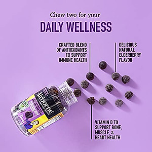 Airborne Elderberry + Zinc & Vitamin C Gummies For Adults, Immune Support Vitamin D & Zinc Gummies With Powerful Antioxidant Vitamins C D & E - 50 Gummies, Elderberry Flavor