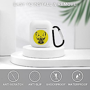 Portrait of French Bulldog Silicone AirPods Case Protective Cover Compatible with AirPods 2 & 1 with Keychain