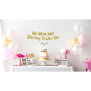 We Were Just Starting To Like You Gold Glitter Banner - Going Away Party - Moving Party - New Job - Will Miss You - Funny Retirement Party Supplies, Gifts and Decorations