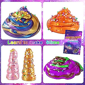 3LB 48 Pcs Planets Galaxy Slime Kit, DIY Slime Making Kit for Boys and Girls, 8 Pack Galaxy Slime Balls, Glow in The Dark, Model Solar System, Crafting Supplies, Best Gift for Kids