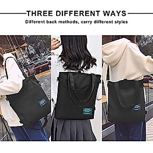 WULIQIUQIU Women's Hobo Bag Canvas Shoulder Bag with Zipper Casual Crossbody Large Capacity Handbag Tote Travel Bag Black