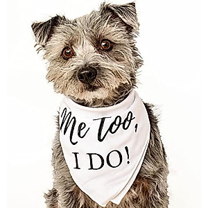 Dog Wedding Bandana for Large Dog – 23 x 23 in, Large, Embroidered Engagement Dog Bandana for Dogs with Stitched Edges & Cotton Drawstring Bag – Dog Wedding Gifts & Dog Clothes by Kendall Wags