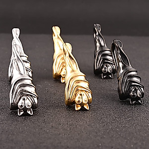 DOEARKO 2PCS Ear Gauges Bat Ear Hangers Weights for Stretched Ear Plugs Body Piercing Tunnels 316 Stainless Steel Hypoallergenic Body Jewelry (6G(4mm), Black)