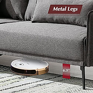 COSVALVE Modern Grey 3 Seater Sofa Couch, 74 inch Fabric Upholstered Sofa with Two Cushions, Single Sofa for Living Room Bedroom Office, Metal Leg