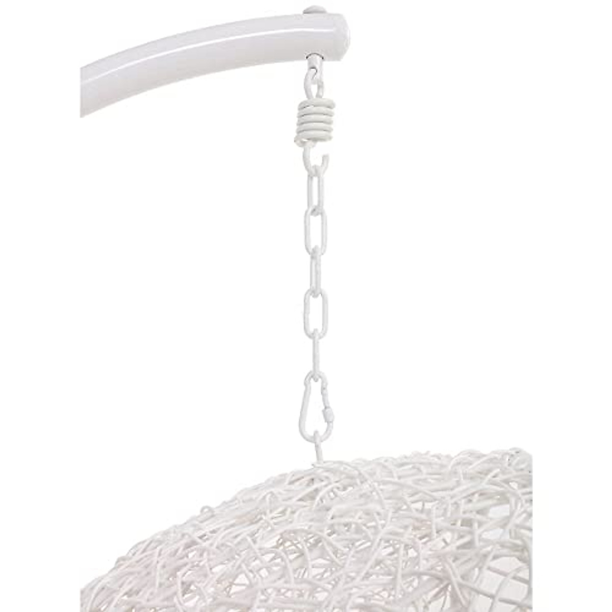 Zuri Furniture Modern Shore White Basket Swing Chair Khaki Cushion with Stand