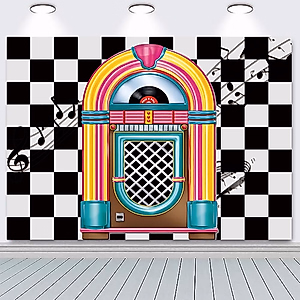 HQM Back to 50's Sock Hop Photography Banner Birthday Rock Roll 50's 60's Hop Party Photo Background Retro Diner Time Classic Backdrop 71x47.2 Inch Supplies