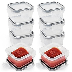 Amytalk Mini Salad Dressing Containers Reusable Plastic Sauce Containers Small Sauce Condiment Cups with Lid for Lunch Box Picnic Travel (Black)