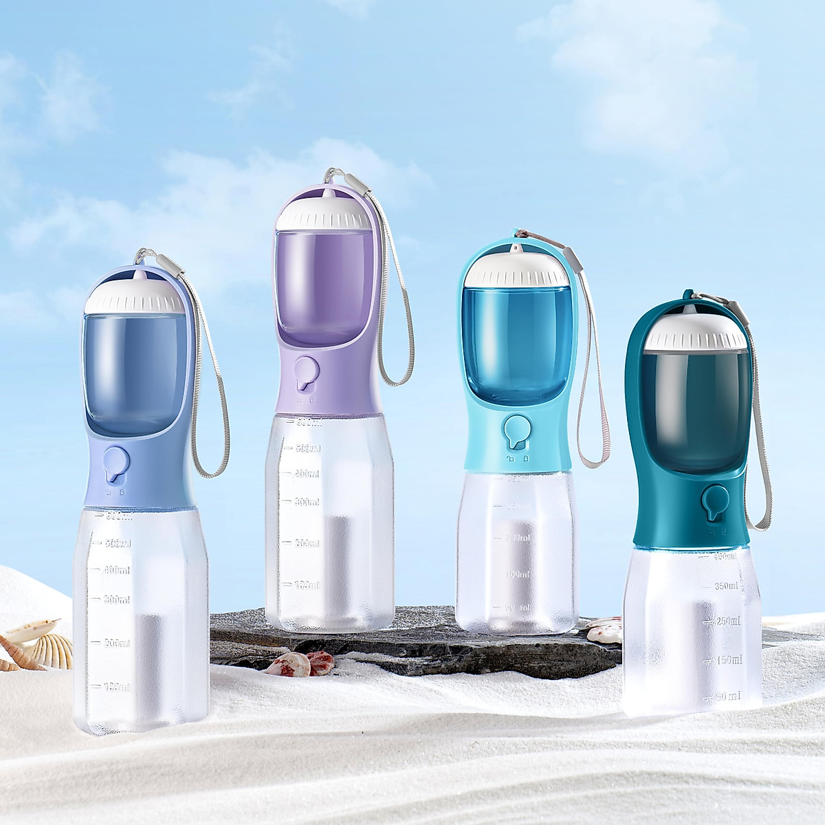 AVELORA Dog Water Bottle with Food Container, Portable Pet Dog Water Dispenser for Outdoor Walking,Hiking,Travel,Puppy essentials,Puppy supplies,Replaceable Waste Bags