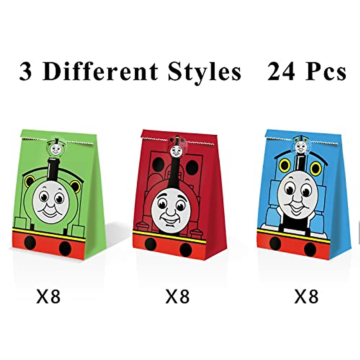 WQT 24 PCS Train Candy Bags Train Party Favors Train Birthday Party Supplies Train Party Gift Goody Treat Bags