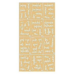 Set of 8 Wooden Clip On Pantry Label Holders for Storage Bins + 70 Preprinted White on Clear Script Stickers for Kitchen Organization, Baskets, Containers