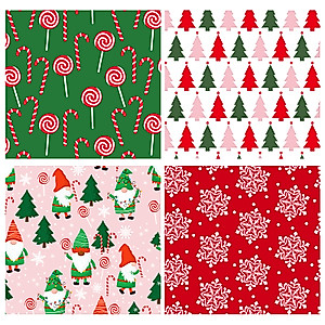 WRAPAHOLIC Christmas Wrapping Paper Roll - Red, Green and Pink Christmas Gnome Elf Holiday Collection - 4 Rolls - 30 Inch x 120 Inch Per Roll