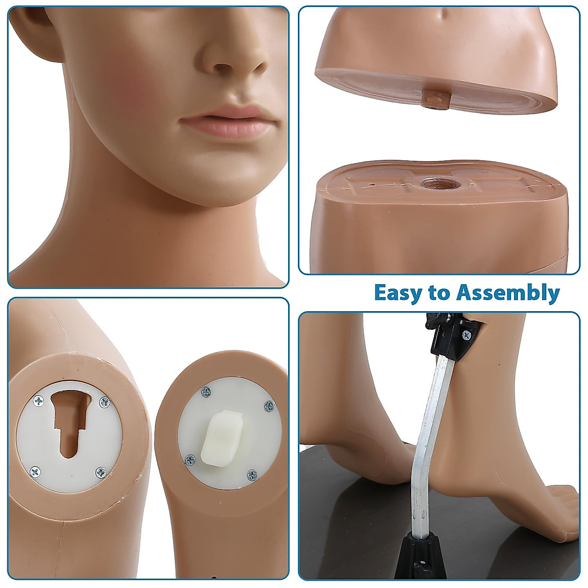 69 Inch Nude Female Mannequin - Adjustable, Detachable Poseable Full Body Female Mannequin with Metal Base for Retail Clothing Shops