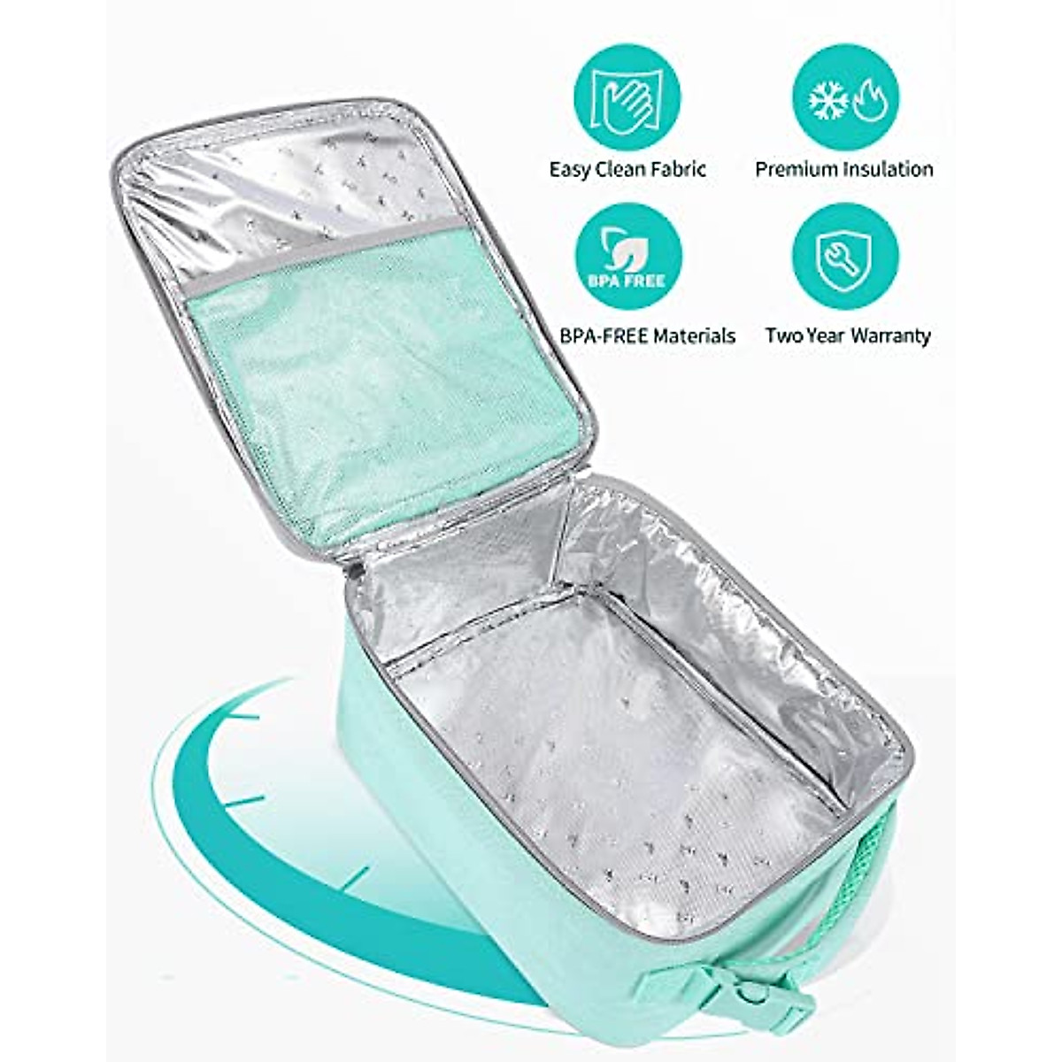 Amersun Kids Lunch Box with 8MM Insulated sponge & Multi-pocket & Water Bottle Holder, Keep Food Warm Cold School Lunch Bag for Kids Teen Girls Boys,Lunch Tote Bag for Children,Light Blue New