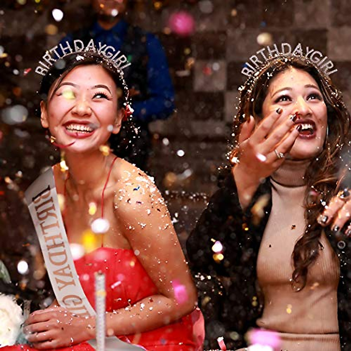 AOPRIE Birthday Crown for Women with Sash Rose Gold Birthday Tiara for Women Birthday Girl Headband Princess Crown Rhinestone Happy Birthday Accessories