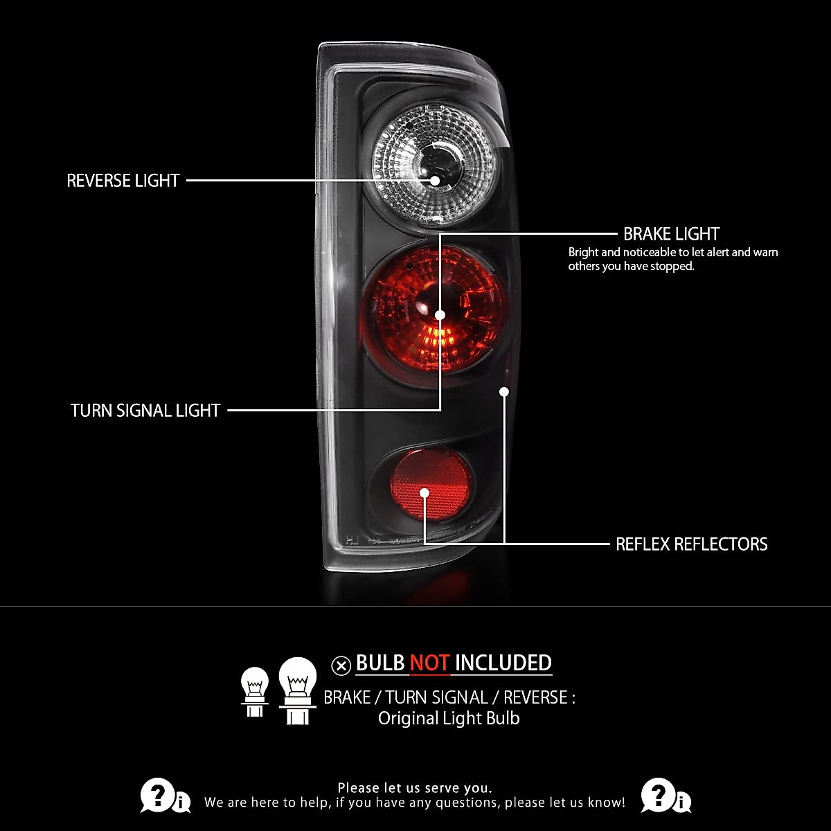 Autozensation Compatible with Ford F150 2004-2008, Black Housing Clear Lens Tail Lights, L+R Pair Taillight Assembly